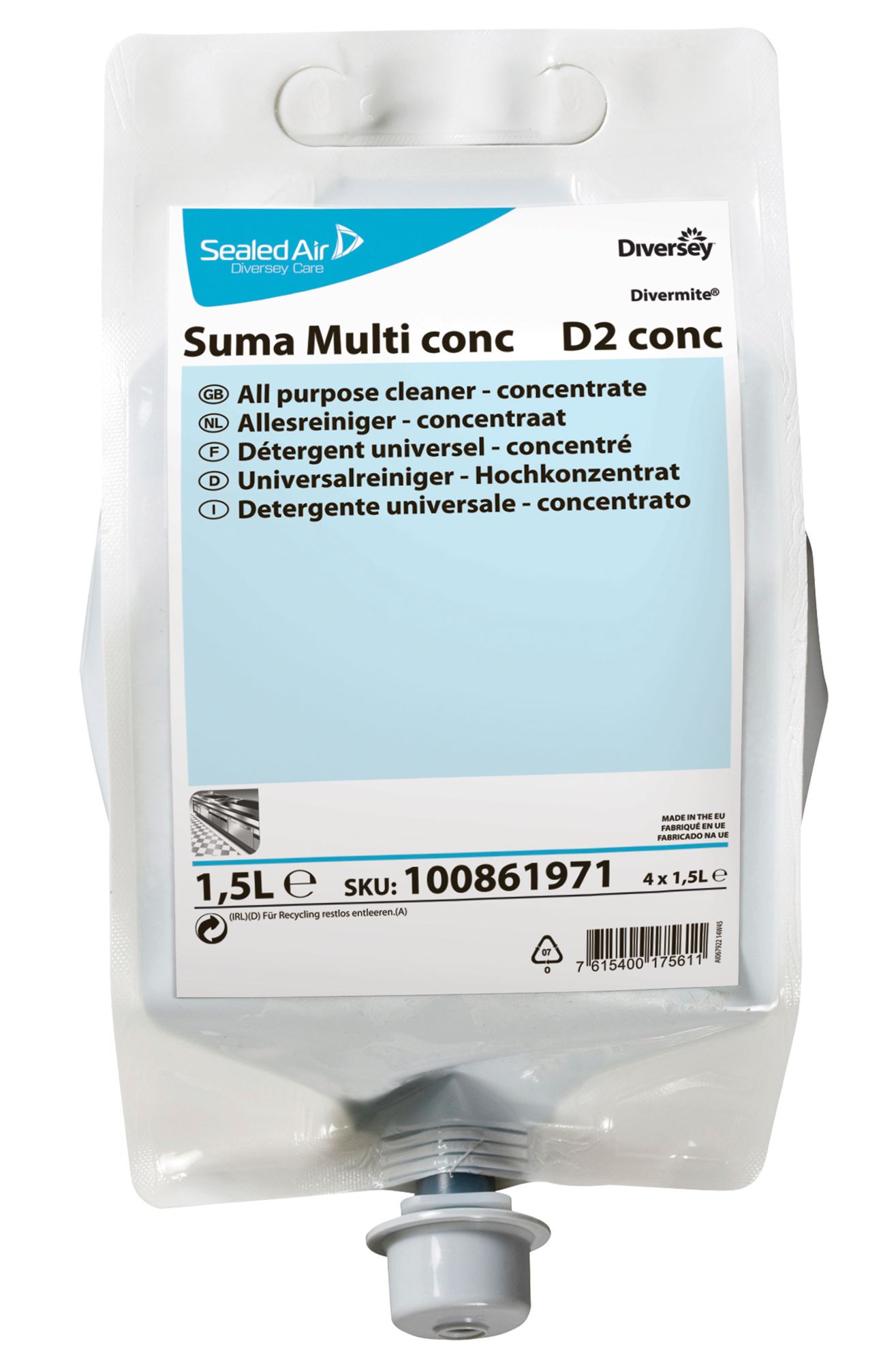 Suma Multi D2 Divermite universal detergent concentrates 4x1,5L