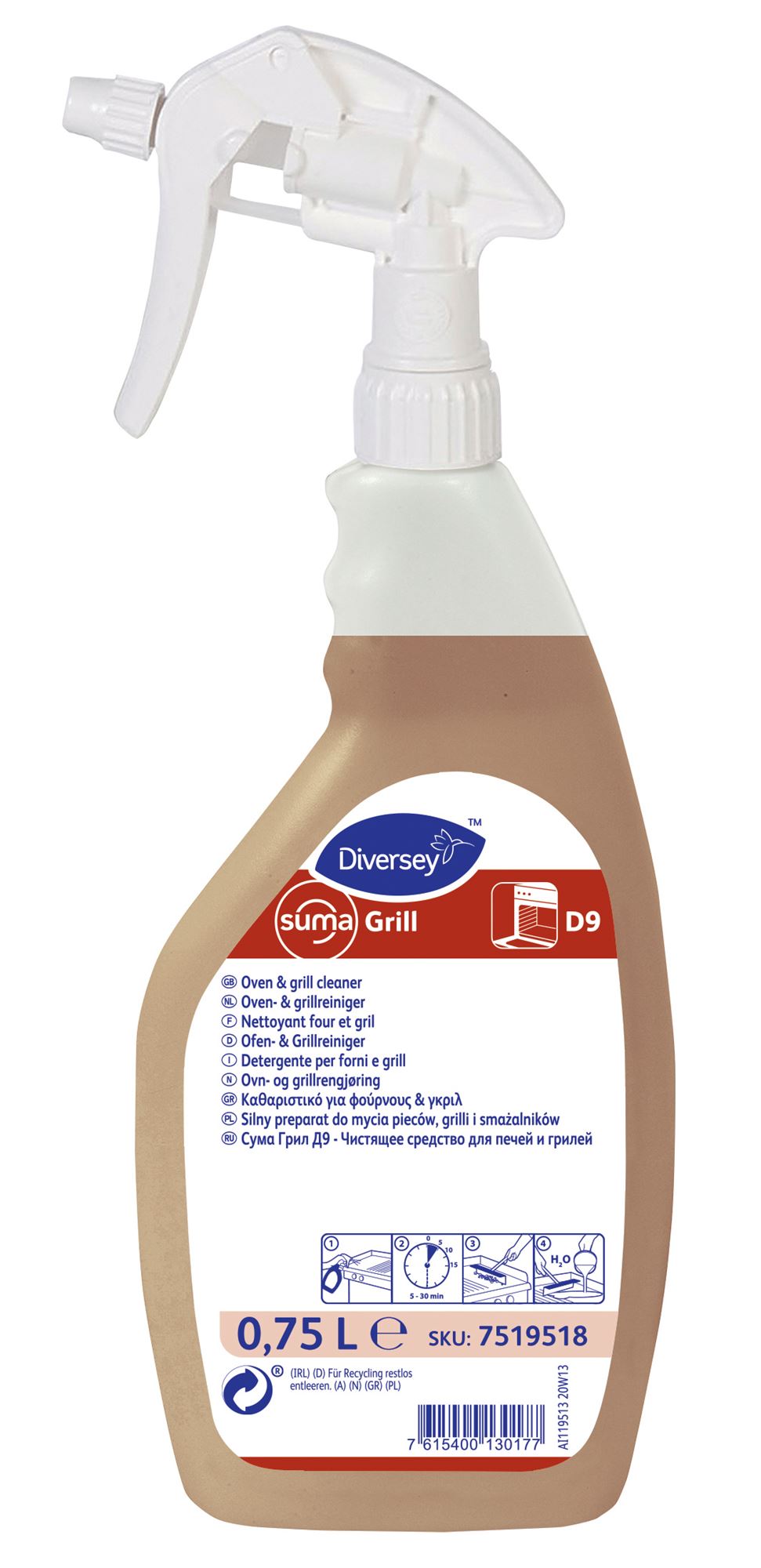 Suma Grill D9 oven grill and fryer cleaner 750 ml - Voussert